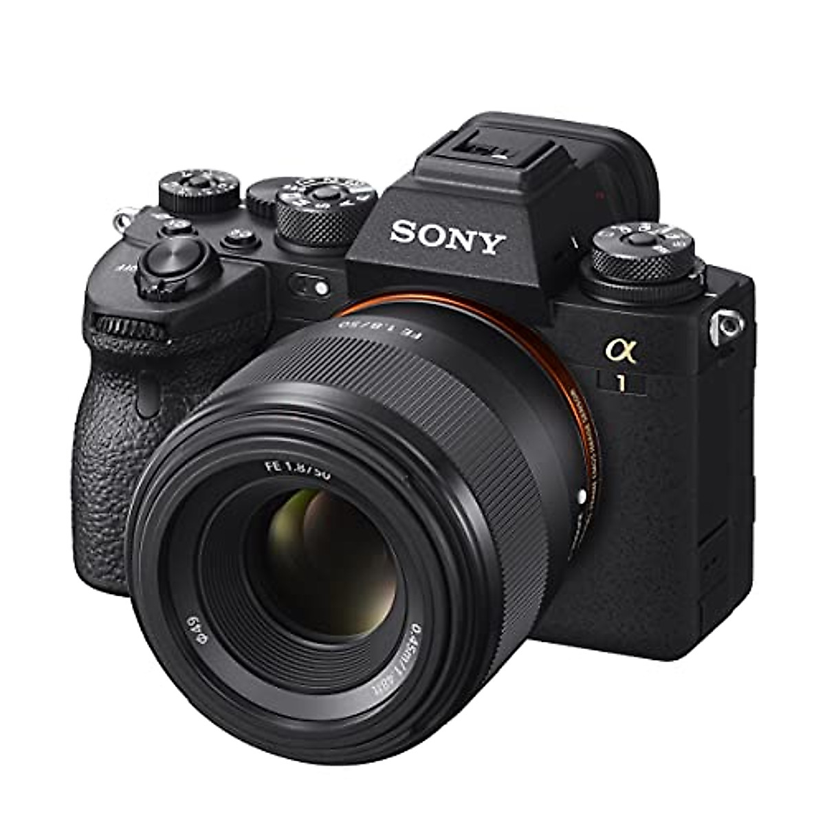 Sony Alpha 1 Full Frame Mirrorless Camera Body + 50mm F1.8 FE Fast E-Mount Lens SEL50F18F ILCE-1/B Bundle with Meike MK320 TTL Flash Speedlite + Deco Gear Backpack + Microphone and Accessories Kit