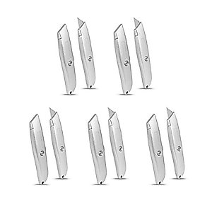 Internet's Best Classic Utility Knife - Set of 10 - Retractable Razor Knife Set - Extra Blade Refills - Box Cutter Locking Razor Knife - Full Metal Body - Silver