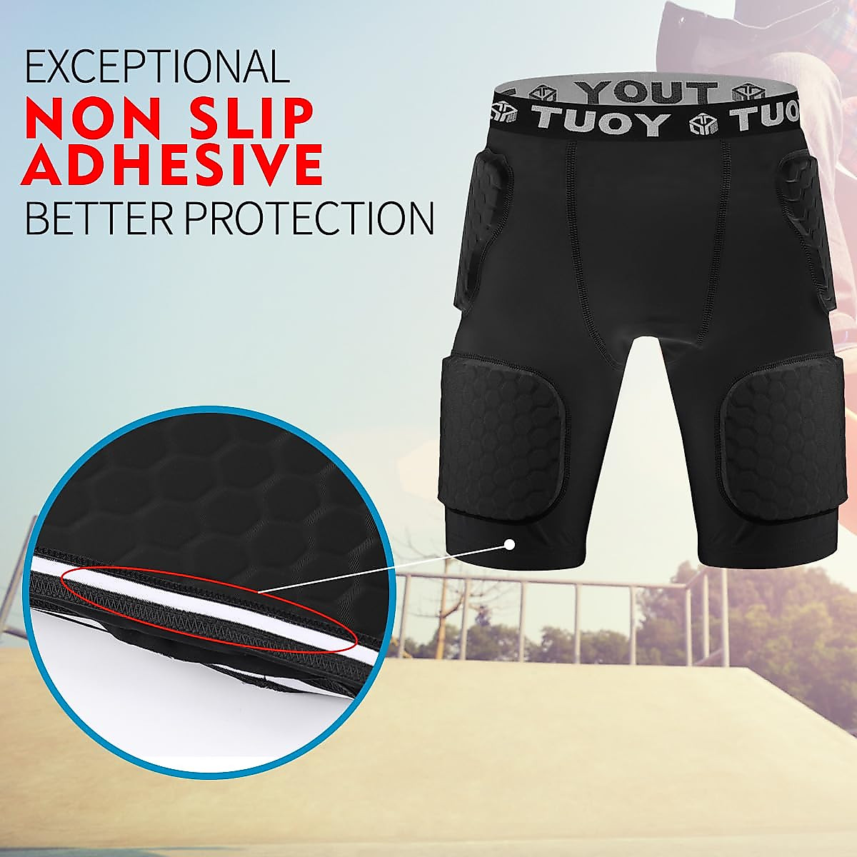 Men's Padded Football Girdle Compression 5-Pads Integrated Football Pads with Hip Tail Thigh Protector for Football Baseball