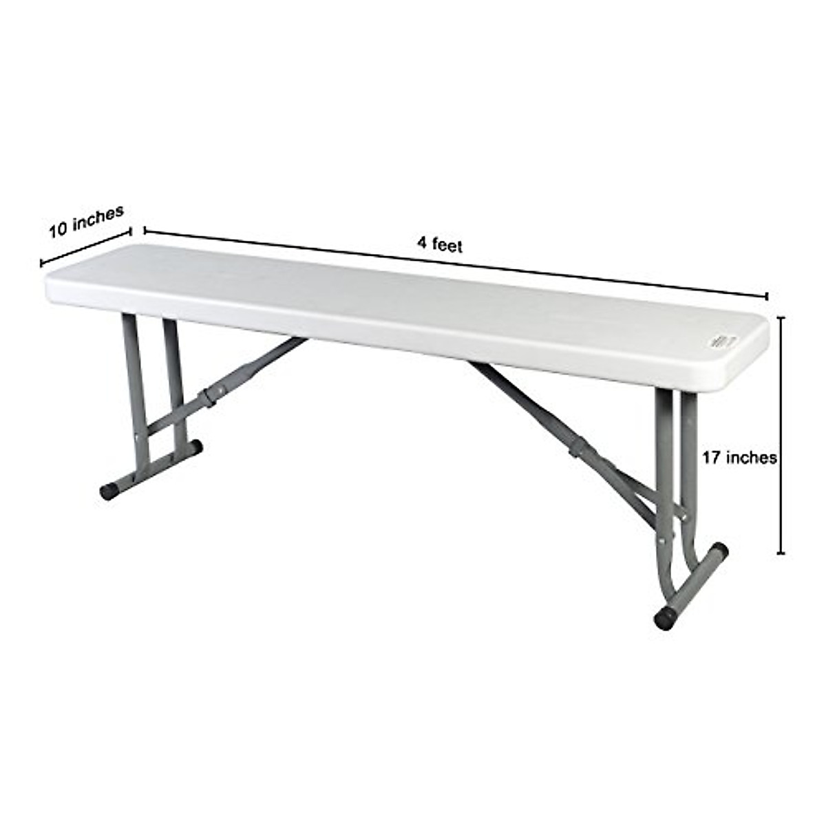 Ontario Furniture Bench/Folding-Plastic, Sturdy Strong Frame, Perfect for Entertaining a Crowd or Everyday use Both Indoor and Outdoor, Legs are fold-able for Easy and Convenient Storage, 10x48