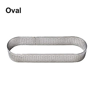 Idlespace 2pcs DIY Stainless Steel Tart Ring French Perforated Dessert Cutter Mousse Cake Mold Circle Mould Perforated for Pastry Cake Mousse Pancake(Oval)