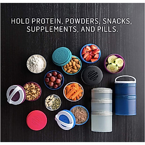 BlenderBottle ProStak Twist n’ Lock Storage Jars Expansion 3-Pak with Removable Handle, 100cc+150cc+250cc, Black