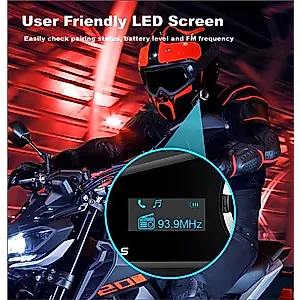 Fodsports FX6S Motorcycle Bluetooth Helmet Intercom Communication System with LED Screen - Connect up to 6 Riders, Voice Dialing, Universal Motorbike Communicator for ATVs and Dirt Bikes - 1 Pack