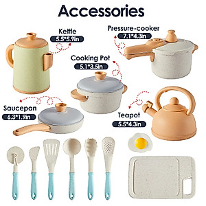 BUYGER Pretend Play Kitchen Accessories Toys Set, Cookware Pots and Pans Cooking Utensils Playset Gifts for 3 4 5 Years Old Kids Girls Boys Toddler