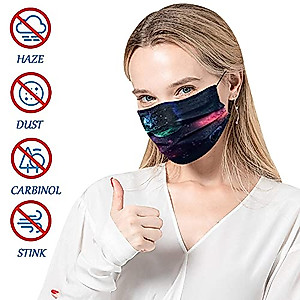 50PCS Disposable Starry Galaxy Pattern Face Masks,3 Ply Breathable Safety Mask,Disposable Mouth Face Cover for Adults(Galaxy C)