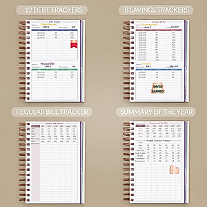 GoGirl Budget Planner & Monthly Bill Organizer – Monthly Financial Book with Pockets. Expense Tracker Notebook Journal, Compact (Seashell)