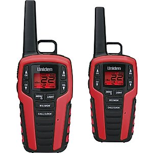 Uniden SX327-2CKHS Up to 32-Mile Range FRS Two-Way Radio Walkie Talkies, Dual Charging Cradle & 2 Headsets, Water Resistant, 22 Channels, 121 Privacy Codes, NOAA Weather + Alert, LED Flashlight