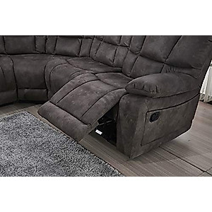 Betsy Furniture Large Microfiber Reclining Sectional Living Room Sofa in Grey 8019 [Left or Right]