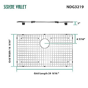 Serene Valley Kitchen Sink Protector and Sink Bottom Grid NDG3219, 304 Premium Stainless Steel, dim 29 9/16" x 16 9/16"