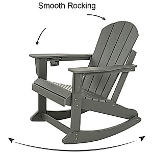 Adirondack Rocking Chair Outdoor Patio Rocker Adirondack Chairs HDPE Plastic Weather Resistant Lawn Chair for Porch Balcony Garden Beach Backyard Grey