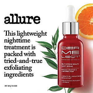 Dermelect Cosmeceuticals Self-Esteem Beauty Sleep Serum for Face - Glycolic Acid, Salicylic Acid, L-Ascorbic Acid, Resurfacing Serum for Acne Spots, Pores, Wrinkles, 1 oz