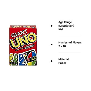 Mattel Games ​Giant UNO Card Game for Kids, Adults & Family Night, Oversized Cards & Customizable Wild Cards for 2-10 Players
