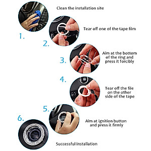 ToBeQueen Bling Diamond Push Start Button Cover Ring, Interior Crystal Rhinestone Bling Starter Ring Emblem Sticker, Bling Car Accessories for Women, White