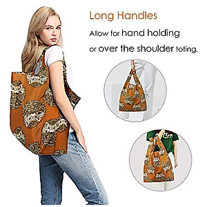 BeeGreen 6 Packs Animals Reusable Grocery Bags Reusable Shopping Bags For Groceries Foldable Washable Nylon X-Large Grocery Tote Bags For Women Men Christmas