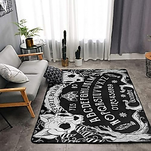 Area Rug Ultra Soft Rug Stylish Mats Carpets Multipurpose Carpets for Living Room, Bedroom, Extra Large Area Carpet Cat Skull Head Witch Magic Board Black Gothic