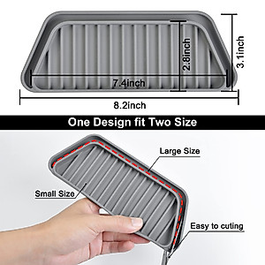 KindGa Refrigerator Drip Catcher Tray,Protector Ice and Water Dispenser Pan,Fridge Spills Water Pad Catch Basin for Drainage 2 Pack (Rectangular,Grey)