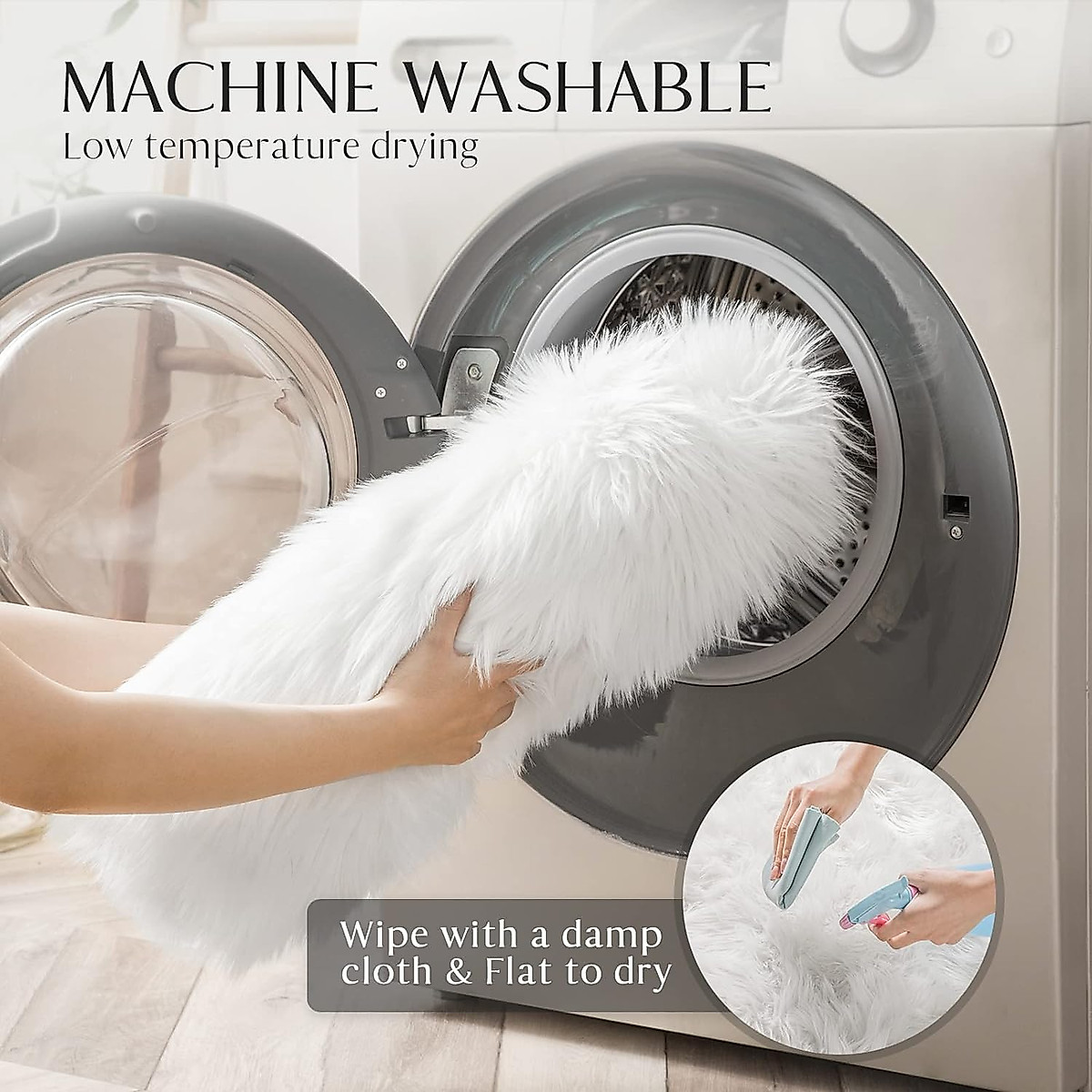 Ashler Faux Fur Rug, Fluffy Shaggy Area Rug Ultra Soft 2 x 3 Feet Sheepskin Fur Rug, White Fuzzy Rug Machine Washable Shag Rug, Nursery Decor Throw Rugs for Bedroom, Kids Room, Living Room