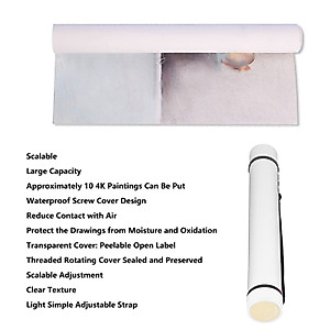 Blueprint Tube, Poster Storage Tube Waterproof Moistureproof Large Capacity Environmentally Friendly Plastic with Strap for Outdoor for Storage for Travel(White)