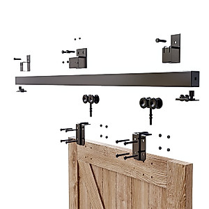 SMARTSMITH 8FT Box Rail Hardware Heavy Duty Steel Sliding Barn Door Track, Wall Mount Kit, Fit Indoor and Exterior Door, Smoothly and Quietly Easy to Install