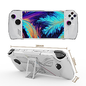 JDDWIN Full Case for ASUS Rog Ally 2023, Protective Handheld Case Skin with Detachable Front Shell Cover and Kickstand for Rog Ally,Shockproof/Non-Slip/Anti-Collision (Clear)