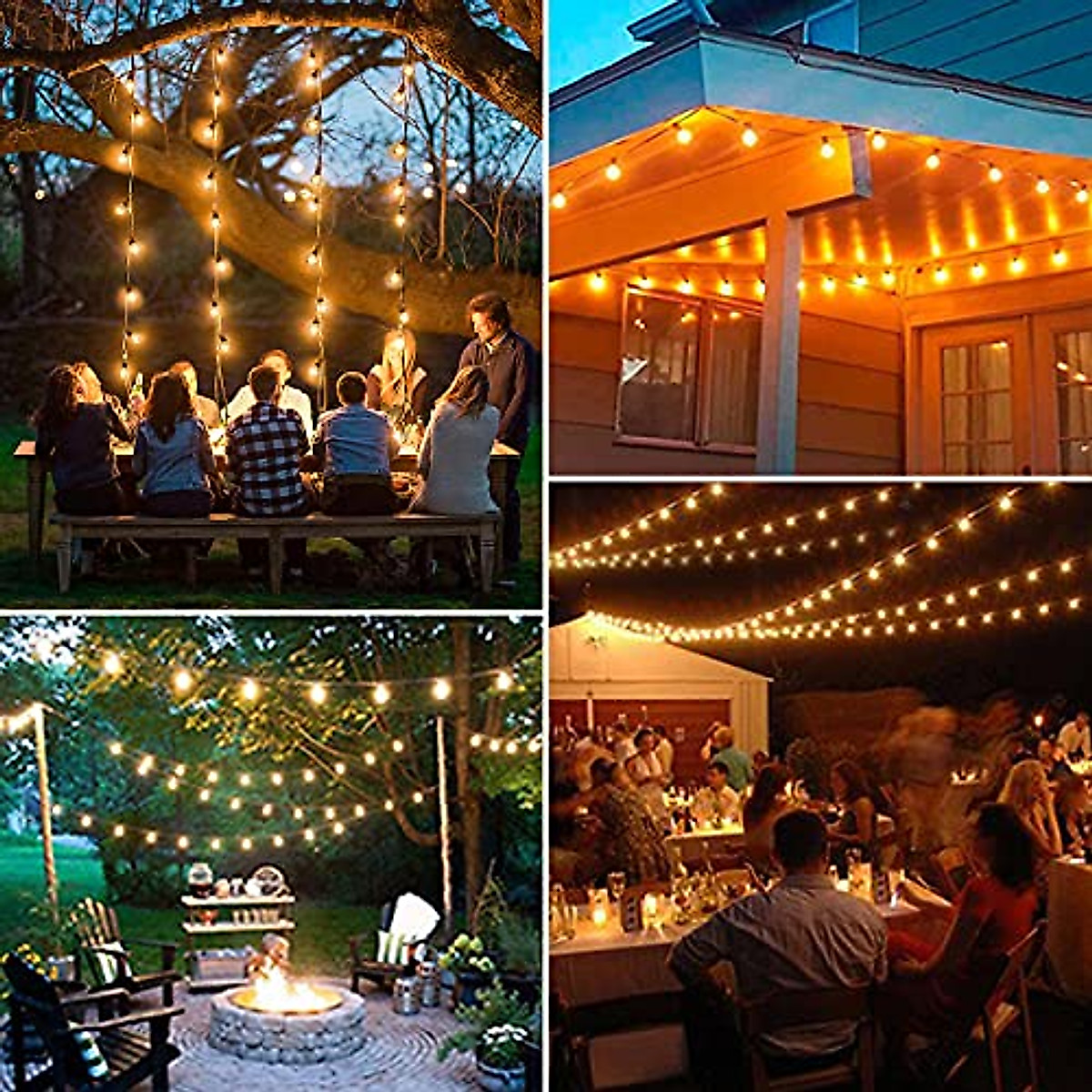 BRTLX Solar Outdoor String Lights,100FT Shatterproof LED Patio String Lights with Remote Waterproof Hanging Indoor Outdoor Lights for Home Party Wedding Decor