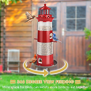 Decflow Bird Feeders for Outdoors Hanging, Wild Bird Feeders for Outside Squirrel Proof, Metal Bird Seed Feeder for Small Birds, 4 lbs Large Capacity for Cardinal, Finch, Sparrow, Blue Jay.