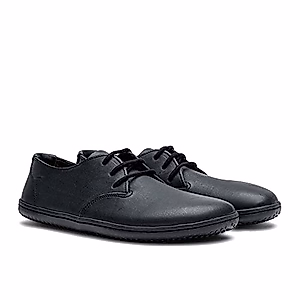 Vivobarefoot Ra III, Mens Leather Barefoot Oxford Lace Up Shoe Obsidian