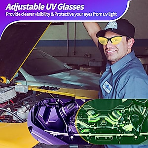 REALHUNLEE Auto Air Conditioner Leak Detector Tool Flashlight Oil AC UV Dye Leak Test Detection Kit Pro 68 LED Flashlight with UV Protective Glasses