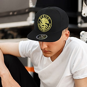 Trendy Apparel Shop City of Mexico Eagle Embroidered Flatbill Trucker Mesh Cap - JALISCO BLACK