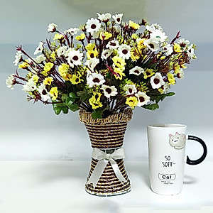 skycats Artificial Flowers, Artificial Daisy Silk Flowers, Flowers for Home Wedding Kitchen Garden Patio Window Box Office Table Centerpieces Indoor Outdoor Decor (4 Bundles White, excluding vases)