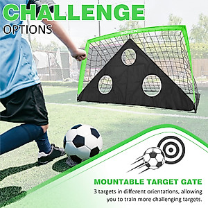 BOHEN Portable Soccer Goal for Kids - 6x4FT Foldable Soccer Net for Backyard Indoor Outdoor with Carrying Bag & Target Gate for Easy Storage and Transportation(6x4FT, 1 Piece, Green)