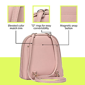 MMS Brands Miztique The Daisy Convertible Backpack Purse for Women (Blush) | Soft Vegan Leather Shoulder Strap Bag or Convertible Backpack | 10.5in x 4in x 11.5in |