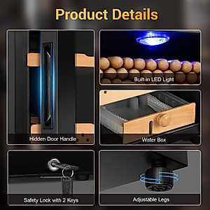 Electric Humidor for Cigars, 50L 300 Counts Large Capacity,Thermostatic Desktop Electric Cooler Cabinet with Digital LED Screen, Safety Lock,Smart Humidity & Temp Control, Gifts for Men