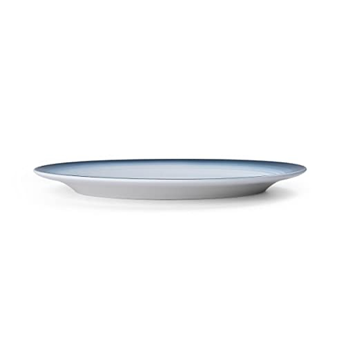 Mikasa Swirl Ombre White Oval Platter, 13.75 Inch, Blue Banded
