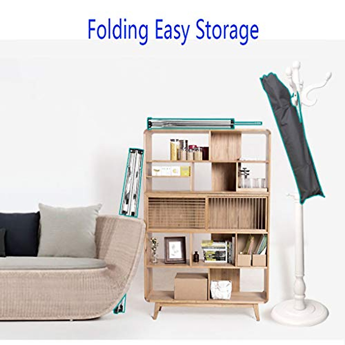 LXLTL Clothes Drying Racks Stainless Steel Clothes Airer Landing Folding Indoor and Outdoor Retractable Household Balcony Quilt Clothes Pole Can Bear 80kg,Without Storage Bag