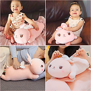 ARELUX Bunny Plush Stuffed Animal Pillow 22in Soft Cartoon Hugging Pillow Pink Bunny Plush Toys,Cute Rabbit Doll Throw Pillow with Wings Plush for Friends Family Birthday