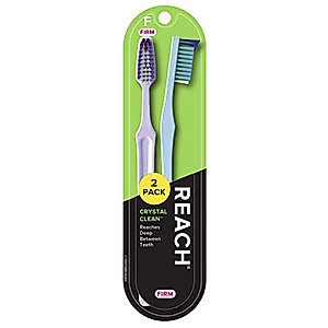 Reach Crystal Clean Toothbrush, Firm, Assorted Colors (Pack of 18)
