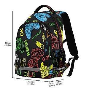 Eionryn Let's Play Video Game Backpack Laptop Backpacks Book Bags Water Resistant Daypack Durable College Shoulder Bag Sports Travel Day Pack