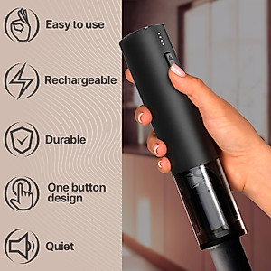 HotFrost Electric Wine Opener – Wine Bottle Opener Kit with Foil Cutter, Wine Aerator, Vacuum Stopper – Rechargeable Corkscrew Wine Opener – Cordless Automatic Wine Opener – Birthday Wine Gift Set