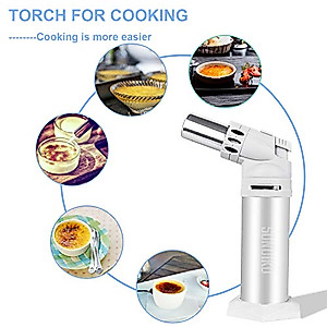 Mini Kitchen Torch, Sondiko Butane Torch Refillable Blow Torch Lighter with Adjustable Flame&Safety Lock for Cooking, BBQ, Creme Brulee, DIY, Soldering (Butane Gas not Included)
