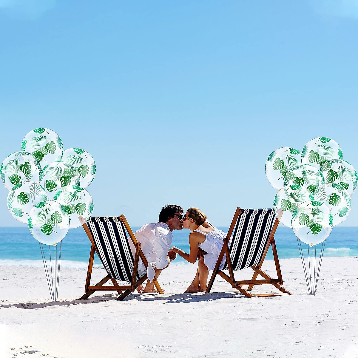 80 Pieces Palm Leaves Balloons Jungle Safari Theme Balloons Hawaiian Party Balloons 12 Inch Clear Latex Balloons for Birthday Jungle Tropical Party Baby Shower Decoration