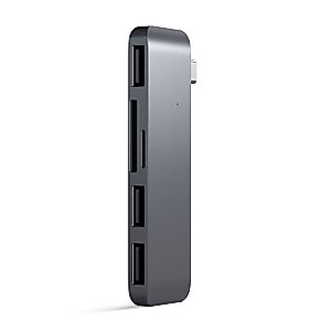 Satechi Aluminum Type-C USB 3.0 3-in-1 Combo Hub Adapter - 3 USB 3.0 Ports and Micro/SD Card Reader - Compatible with 2022 iPad Air M1, 2021 iPad Pro M1, 2020 MacBook Pro/Air M1 (Space Gray)
