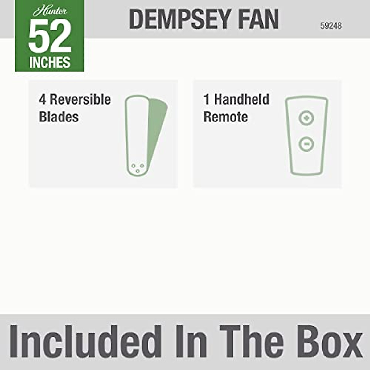 Hunter Fan Company 59248 Dempsey Indoor Low Profile Ceiling Fan with Remote Control, 52", Fresh White Finish