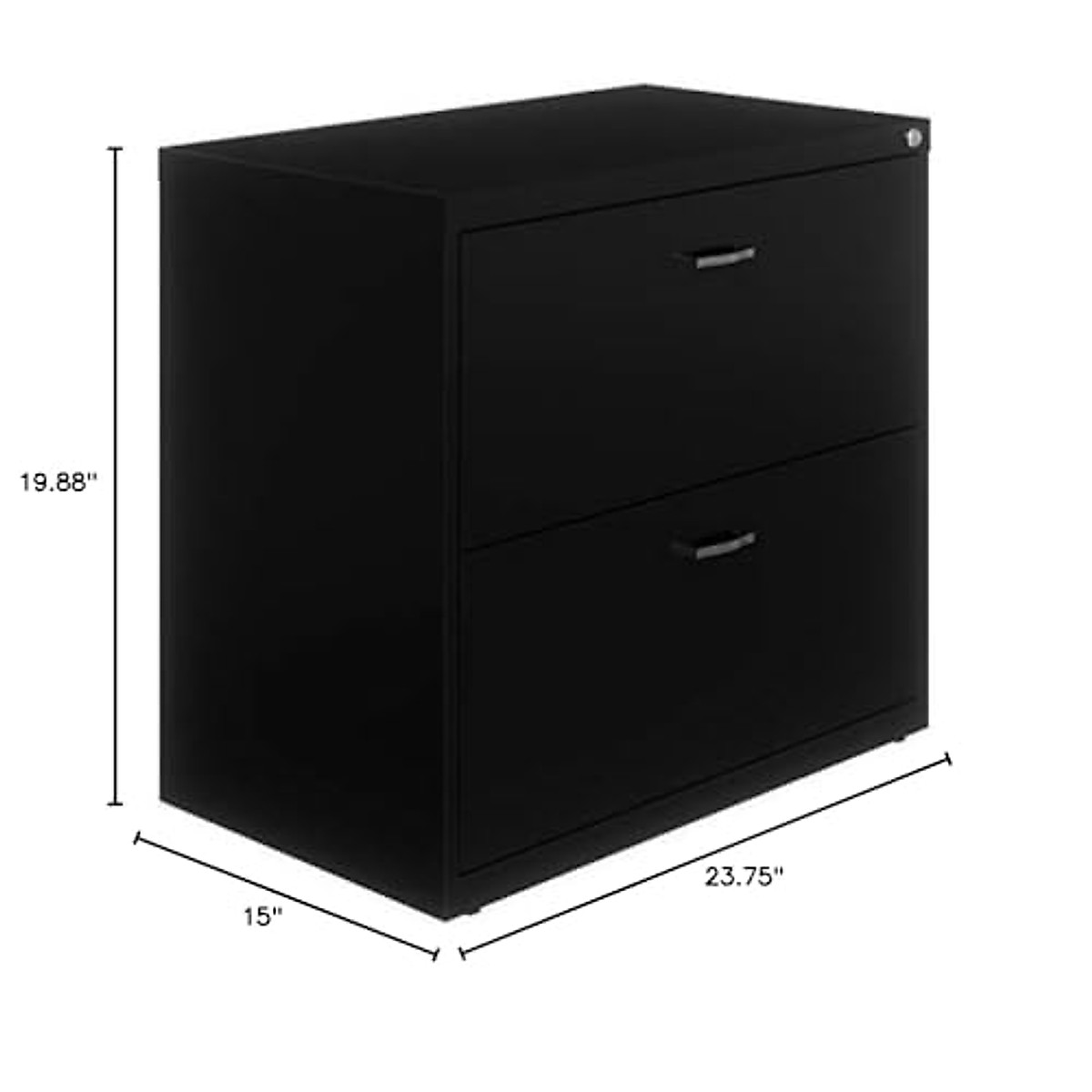 Hirsh Lateral Metal File Cabinet 30" W 2 Drawer Set Black with Front/Back Rails
