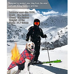 Sychien Dog Plaid Winter Reflective Large Coat,Windproof Waterproof Cold Weather Thunder Anxiety Calming Jacket,Coats for Boy Girl Puppy Dogs,Christmas Red XL