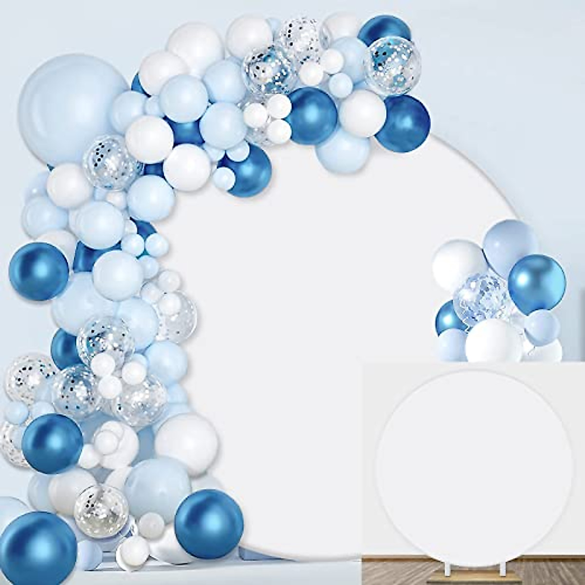 WENMER White Round Backdrop Cover, 6.5 x 6.5ft White Circle Backdrop Background Cover, Cotton-Polyester Blended Fabric Photo Backdrop for Photography Banquet Birthday Bridal Shower Party Wedding Decor