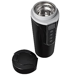 Funchic Heated Travel Mug Electric Coffee Warmer 12V Thermos Cup Intelligent Travel Mug with Temperature Control for Car