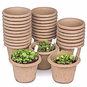 ANGTUO Grow Healthy Plants 30 Pcs Eco-Friendly Peat Pots for Seedlings - 4.33 Inch Biodegradable Seed Starter Pots with Drainage Holes and 20 Plant Labels