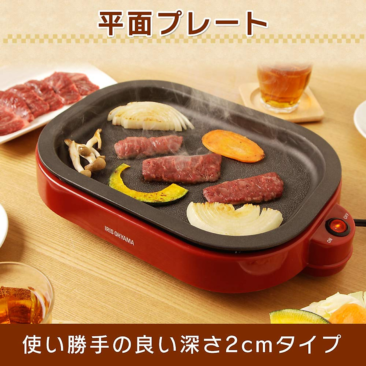 IRIS OHYAMA takoyaki 2WAY plate Red ITY-20WA-R