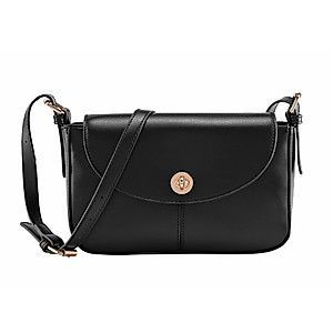Ayliss Women Crossbody Handbag Purses Shoulder Handbag PU Leather Fashion Vegan Classic Envelope Saddle Purse Bag (Black)